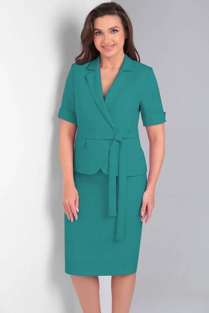 Костюм с юбкой 20499 бирюза LeNata купить в интернет магазине Велесмода